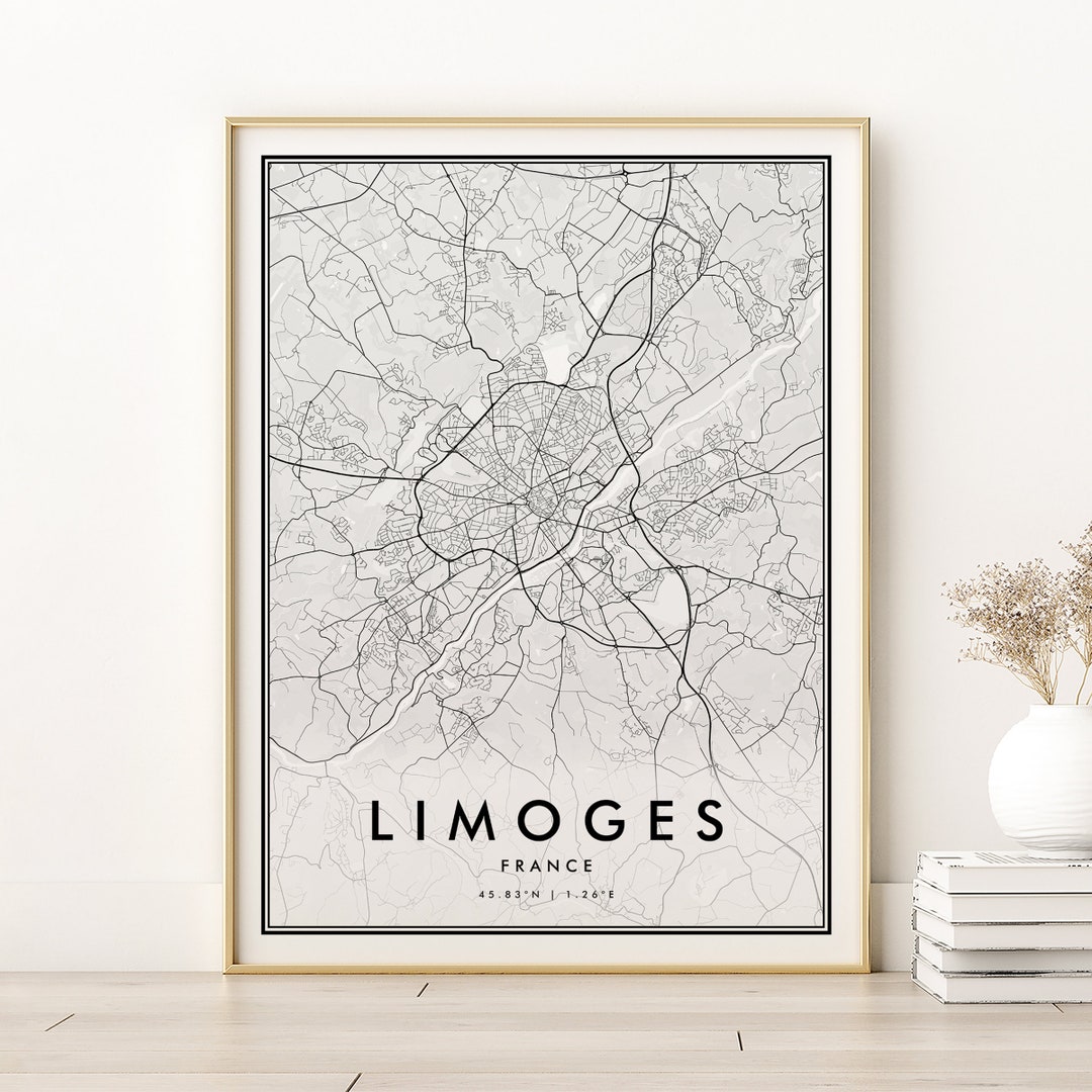 Limoges Map Print, Limoges France City Map, State Map Wall Art ...
