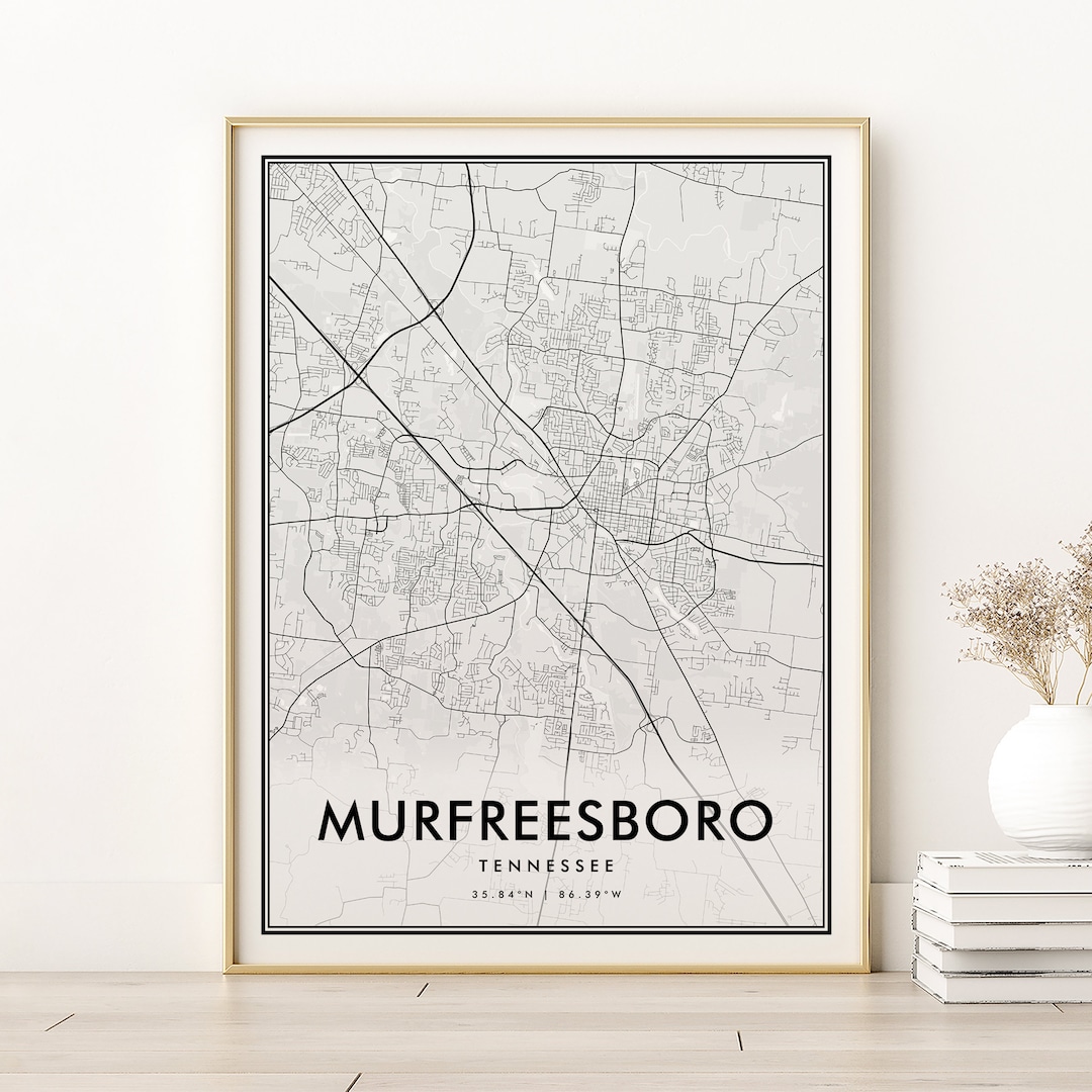 Murfreesboro City Map Print, Tennessee Home Map, Personalized ...