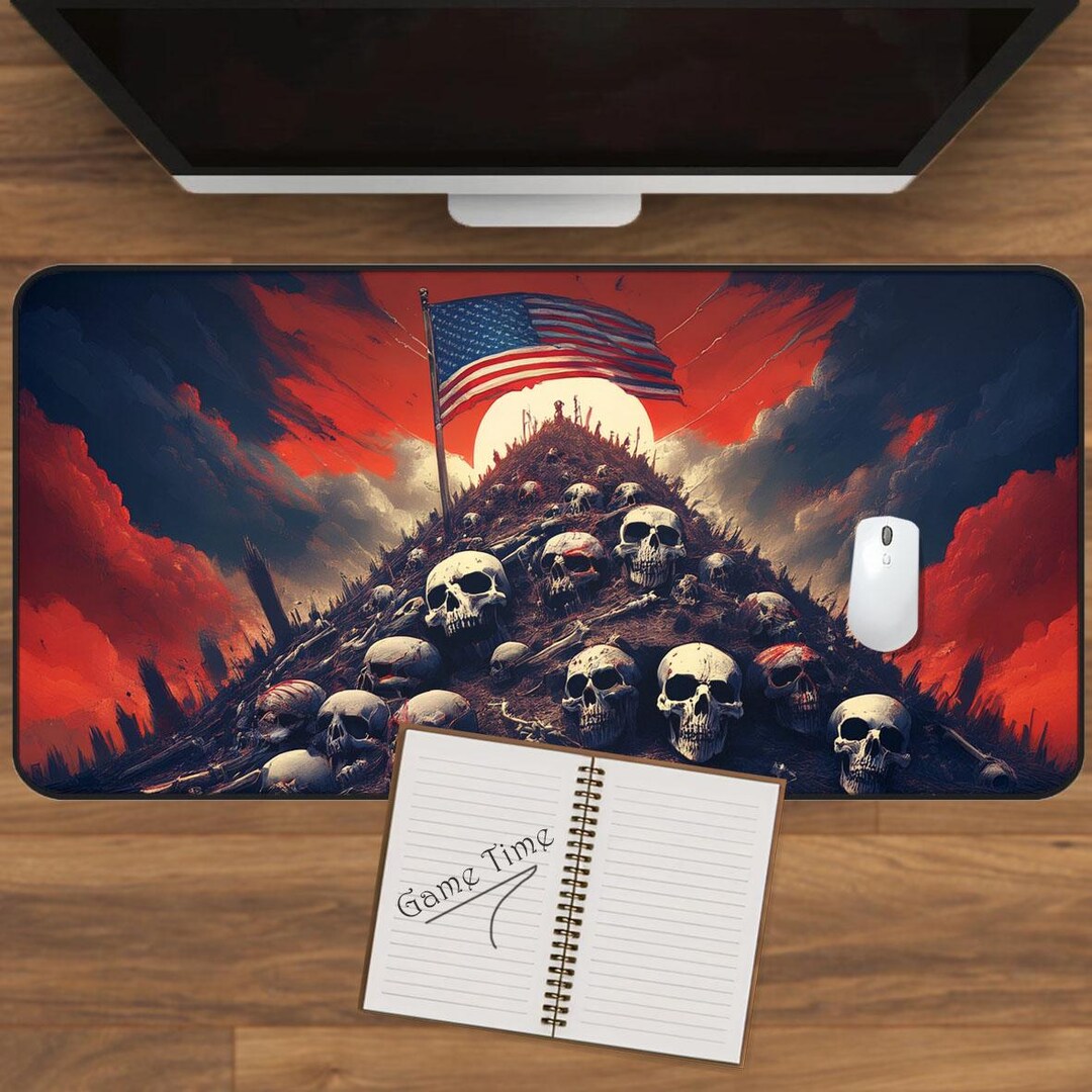 Skull & Flag Desk Mat, Edgy Office Decor, Gaming Mouse Pad, Unique Gift ...