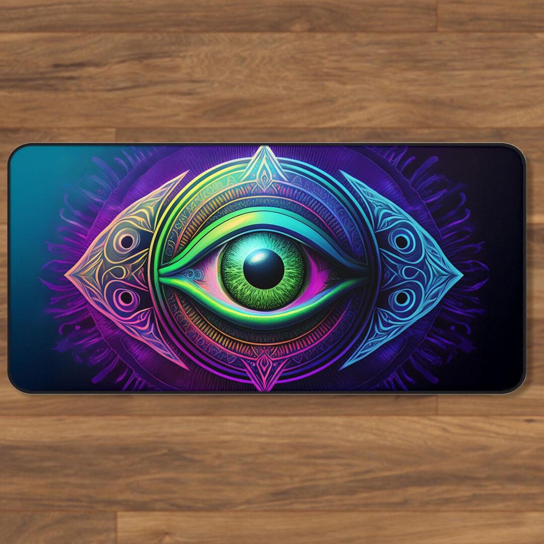 Colorful Eye Desk Mat - Psychedelic Office Decor, Gaming Mouse Pad ...