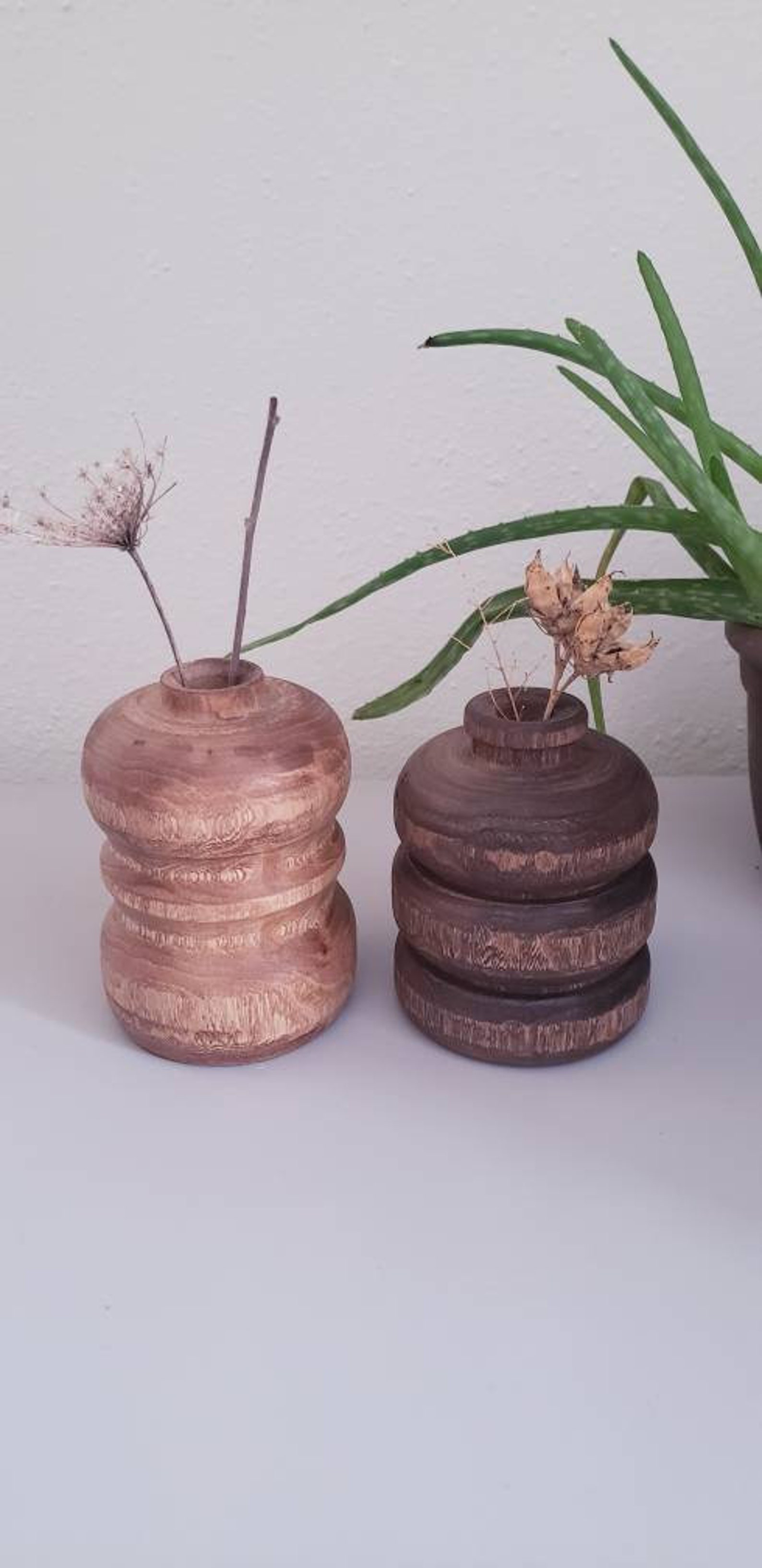 Wooden Vases / Mini Bud Vases / Boho Decor / Bohemian / Boho Wood Vases ...
