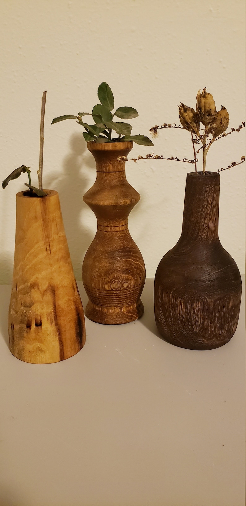 Mini Wooden Vases / Hand-turned Small Wooden Vases / Boho Décor ...