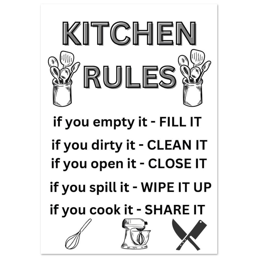 KITCHEN RULES Classic Semi-glossy Paper Poster - Etsy