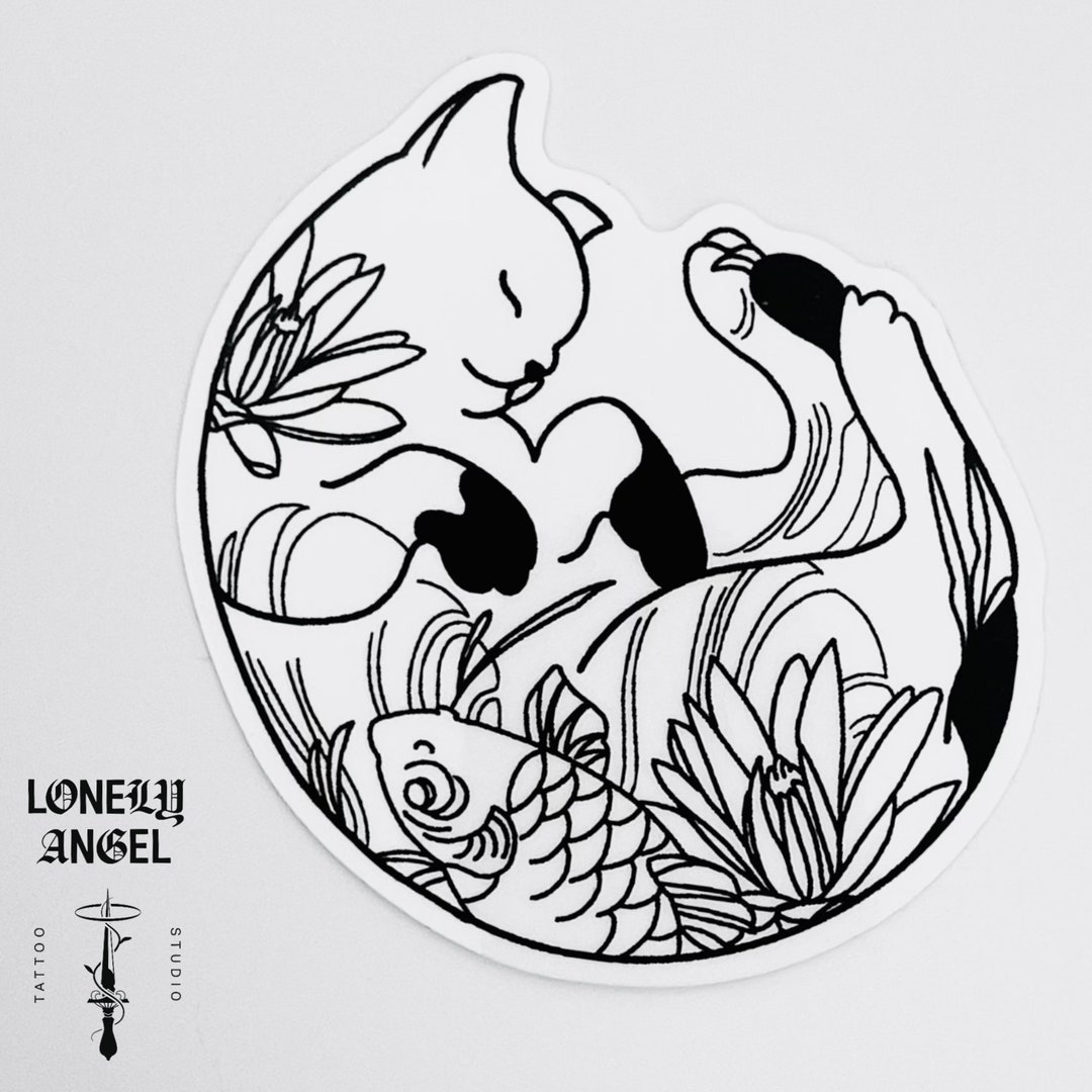 Cat Temporary Tattoo | Tattoo Japanese | Temporary Tattoo Cute | Custom ...