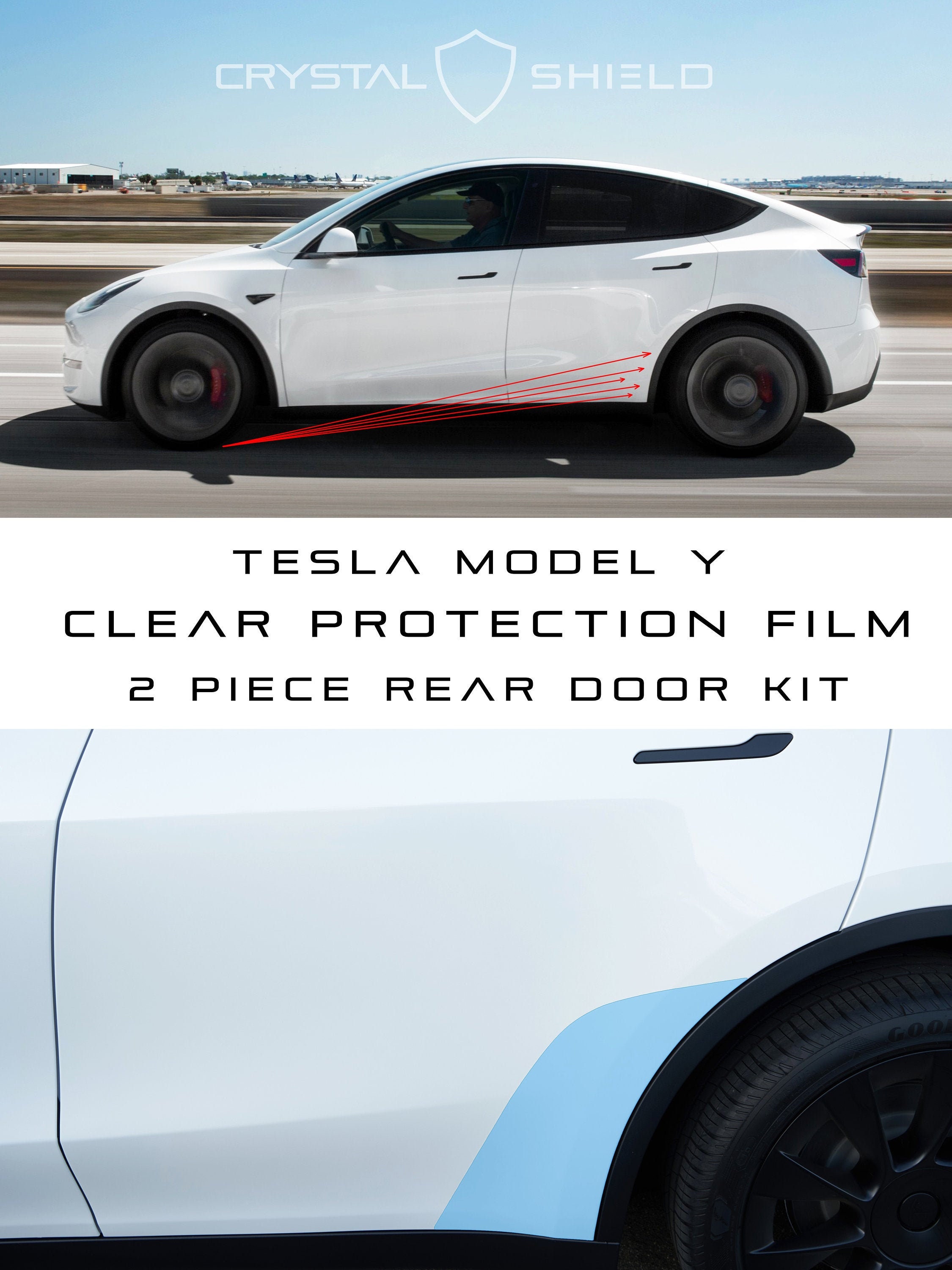 2020 to 2026 Tesla Model Y Rear Door Rock Chip Stone Guard Paint ...