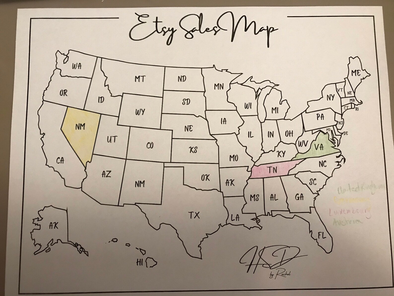 Etsy Sales Map | Coloring the States | USA | PDF & PNG - Etsy