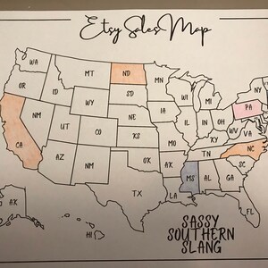 Etsy Sales Map | Coloring the States | USA | PDF & PNG - Etsy