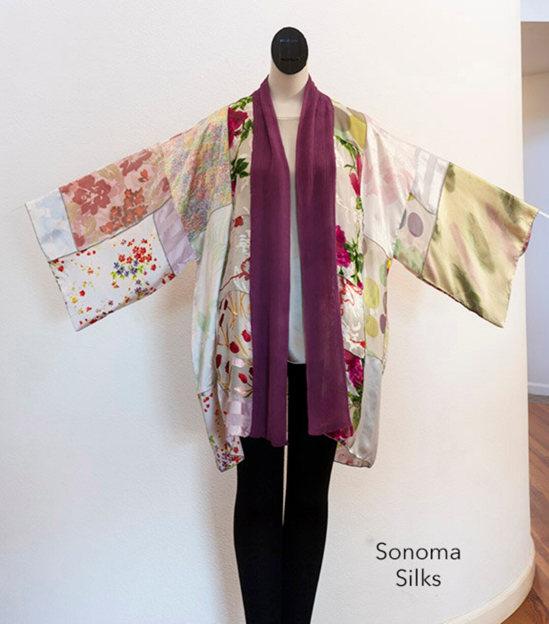 Violet Patchwork Silk Kimono - Etsy
