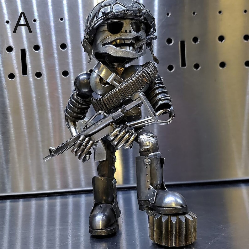Standing Warrior Statues Piston Man Figurine Gothic Etsy