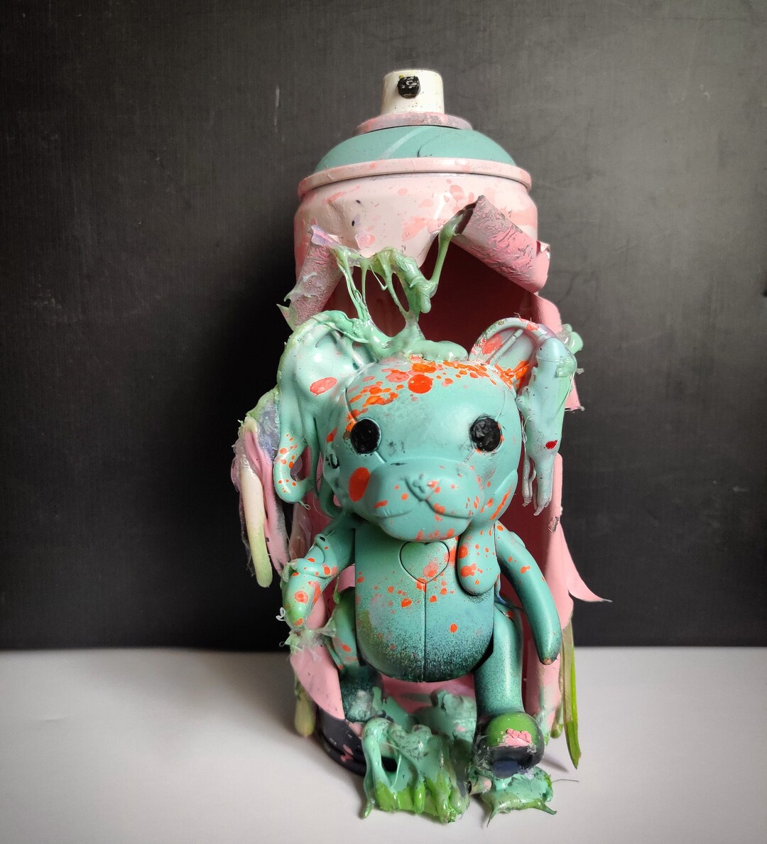 Robo Teddy Action Figure Original Art Spray Can - Etsy