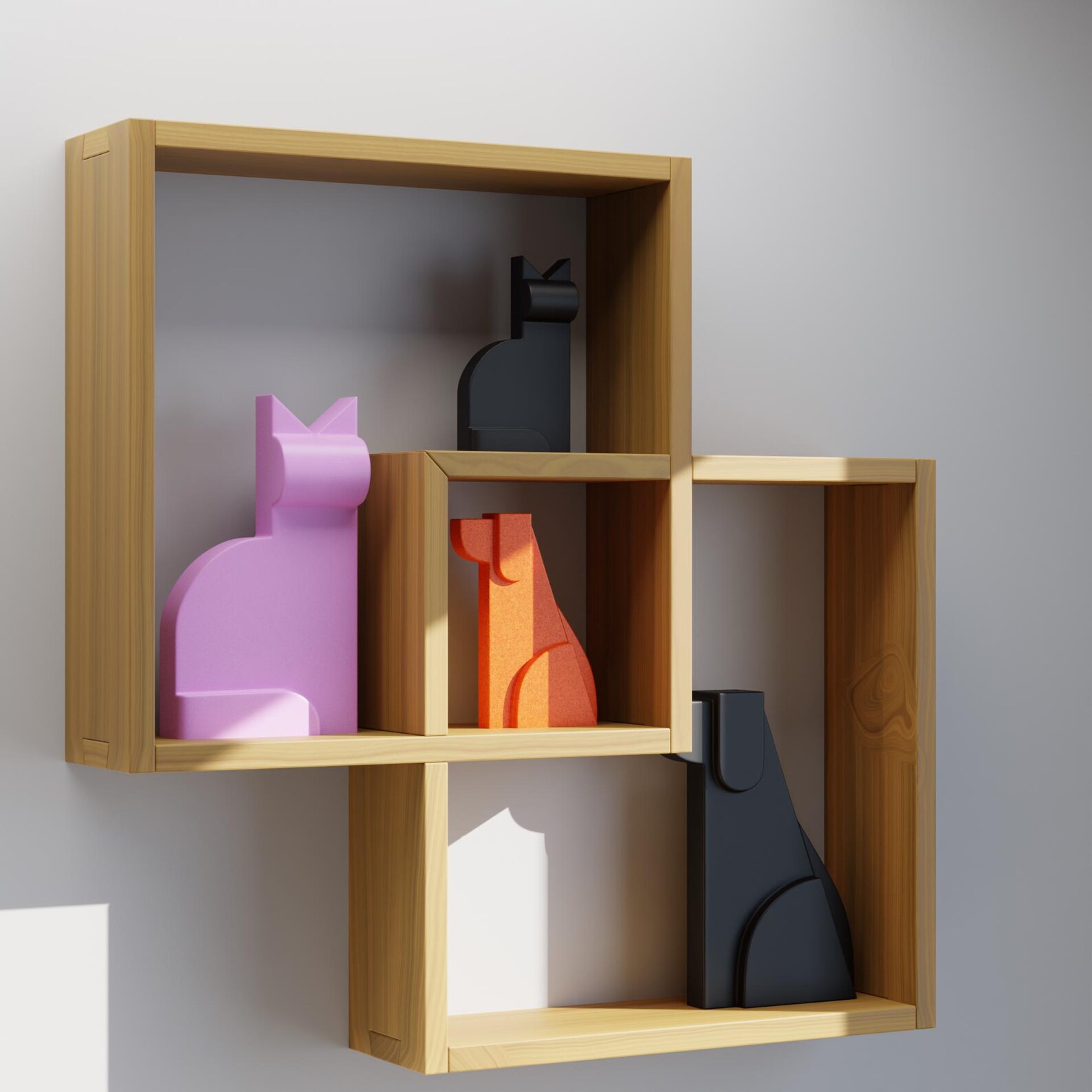 Minimalist Cat and Dog 3D Ornament, Geometric Pet Sculpture (digital ...