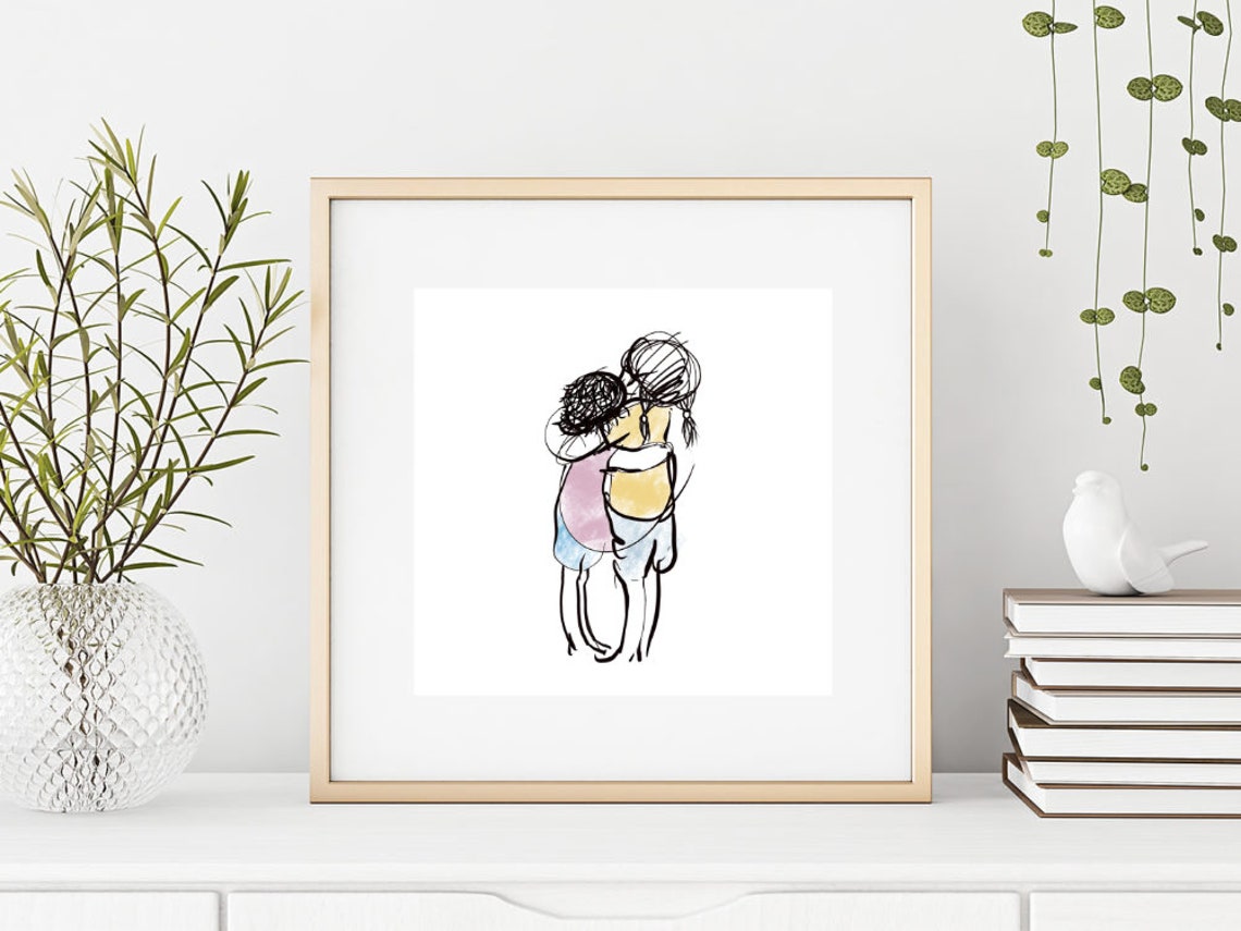 Sisters Together Line Art - Etsy