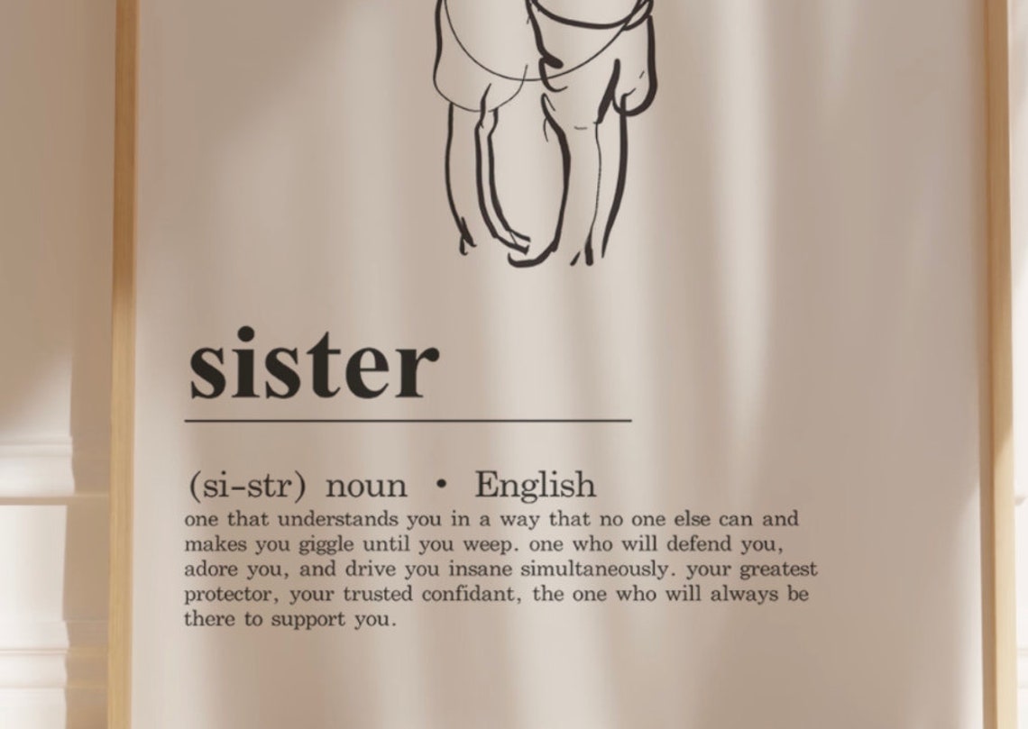 Sister Line Art & Text, "together Again" Drawing, Best Friends Art ...