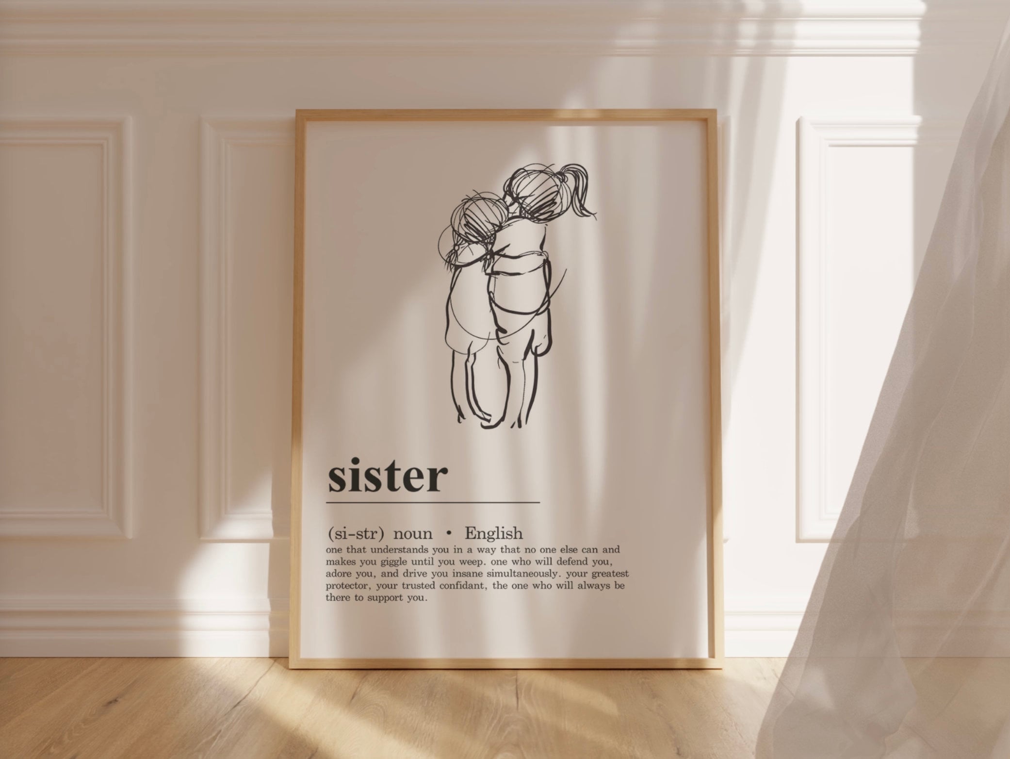 Sister Line Art & Text, "together Again" Drawing, Best Friends Art ...