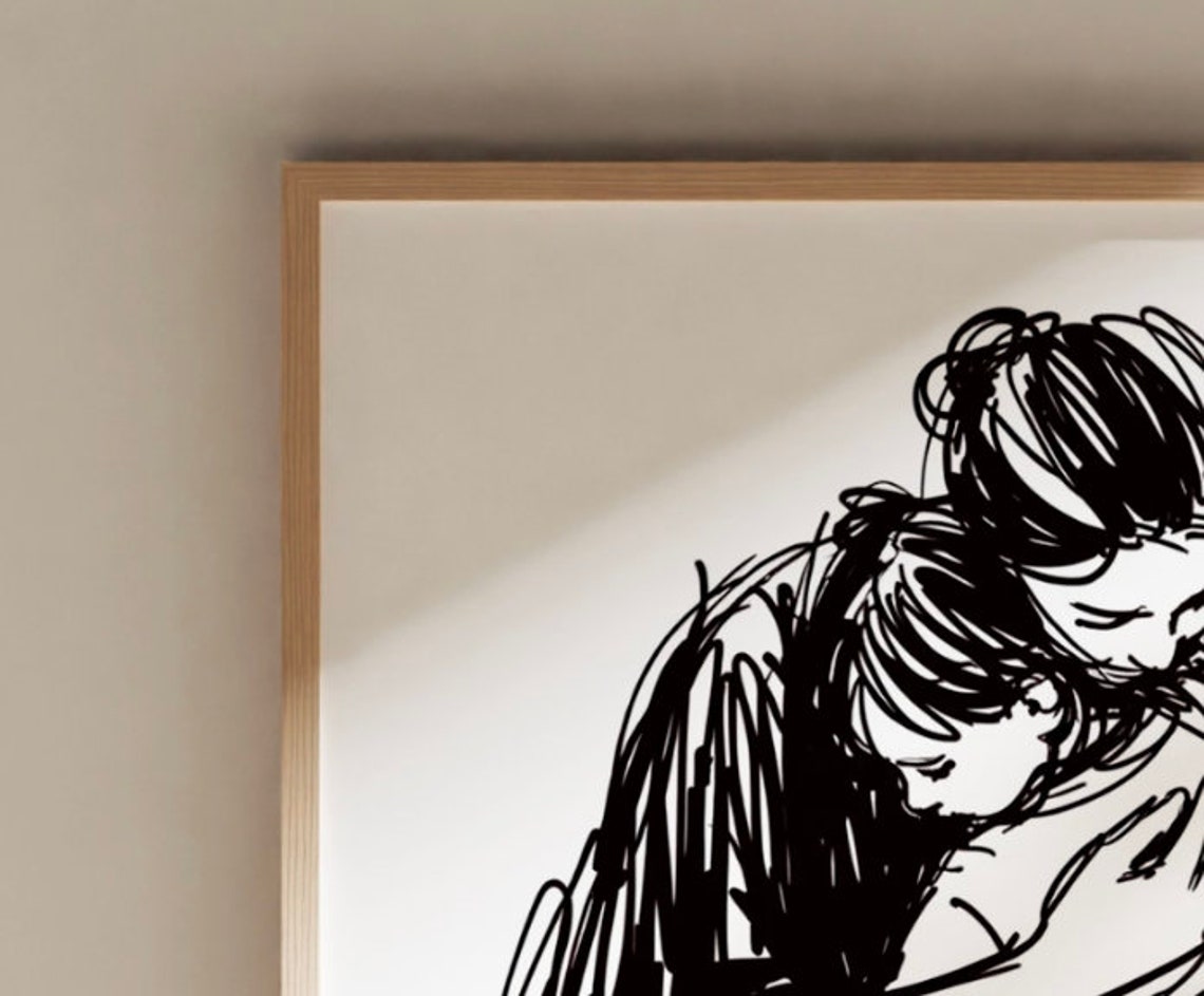 Mother and Child Ink Sketch Printable, Family Love Wall Art (digital ...