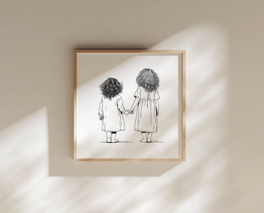 Sisters Drawing - Holding Hands - Pinky Promise - Sisters Line Drawing ...