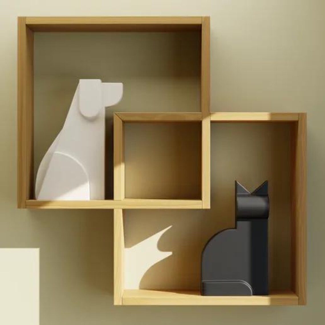 Minimalist Cat and Dog 3D Ornament, Geometric Pet Sculpture (digital ...