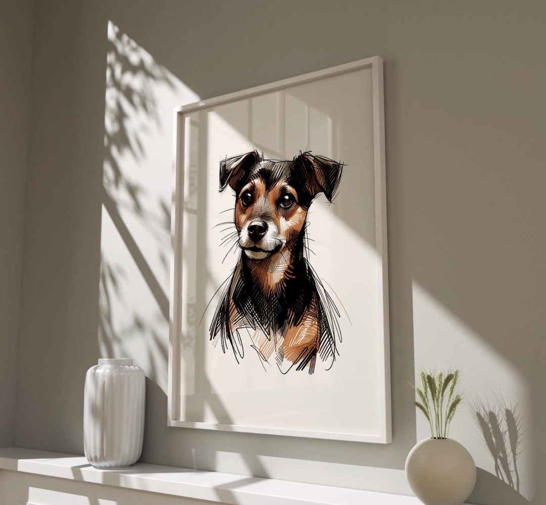 Jack Russell Portrait, Colorful Dog Sketch Art (digital Download) - Etsy