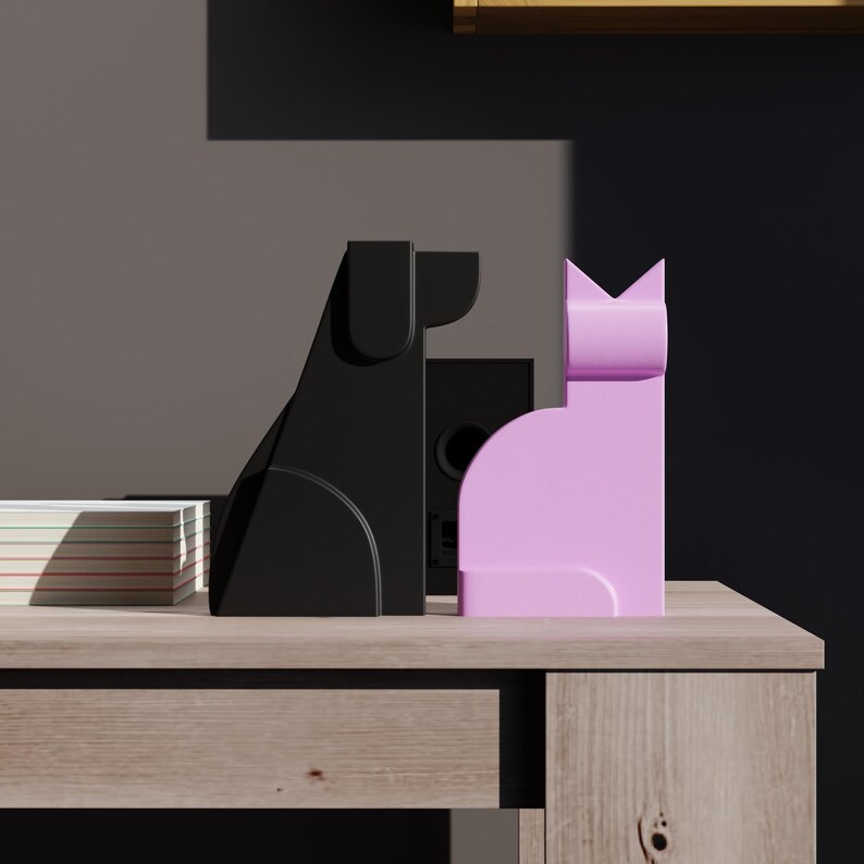 Minimalist Cat and Dog 3D Ornament, Geometric Pet Sculpture (digital ...