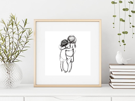 Sisters Together Line Art - Etsy