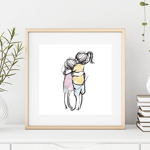 Sisters Together Line Art - Etsy