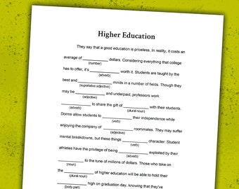 Bookish Mad Libs Fun Printable Party Game for Bookworms Library Game ...