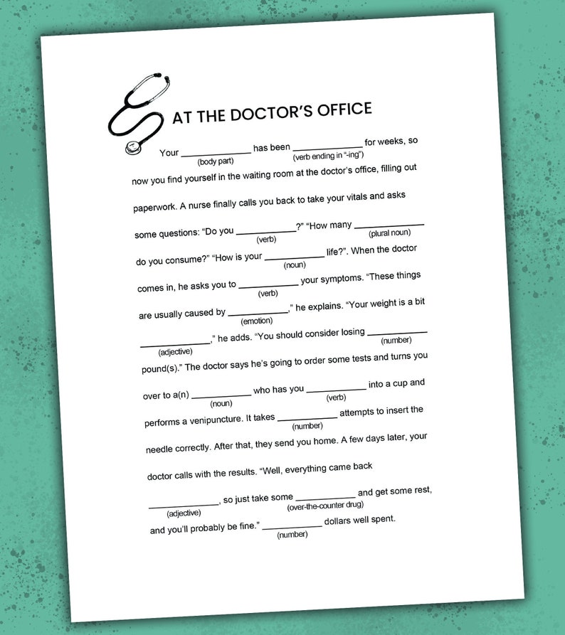 Mad Libs-style Doctor Word Game | "at the Doctor's Office" Digital ...