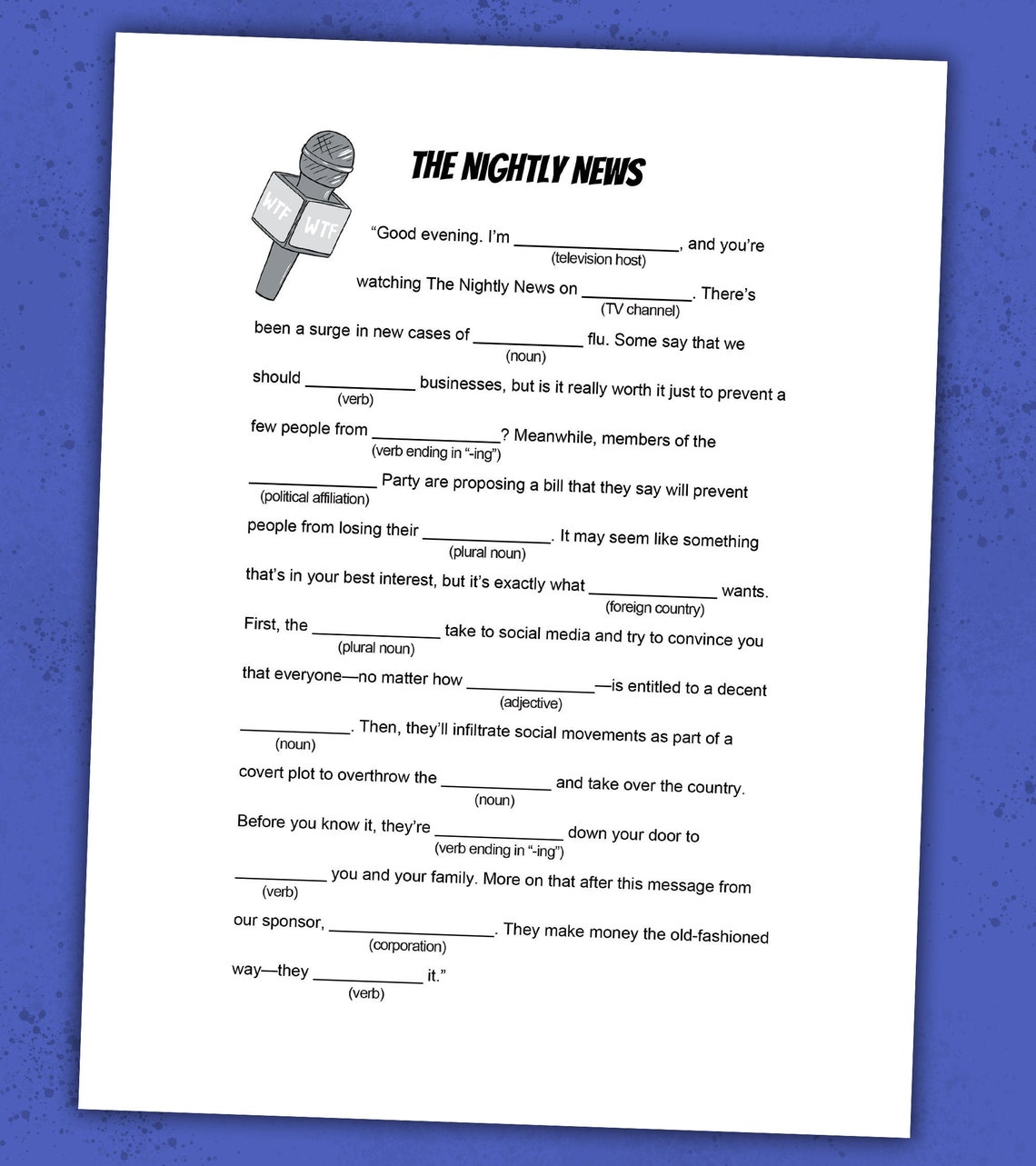Mad Libs-style News & Politics Word Game | "the Nightly News" Digital ...