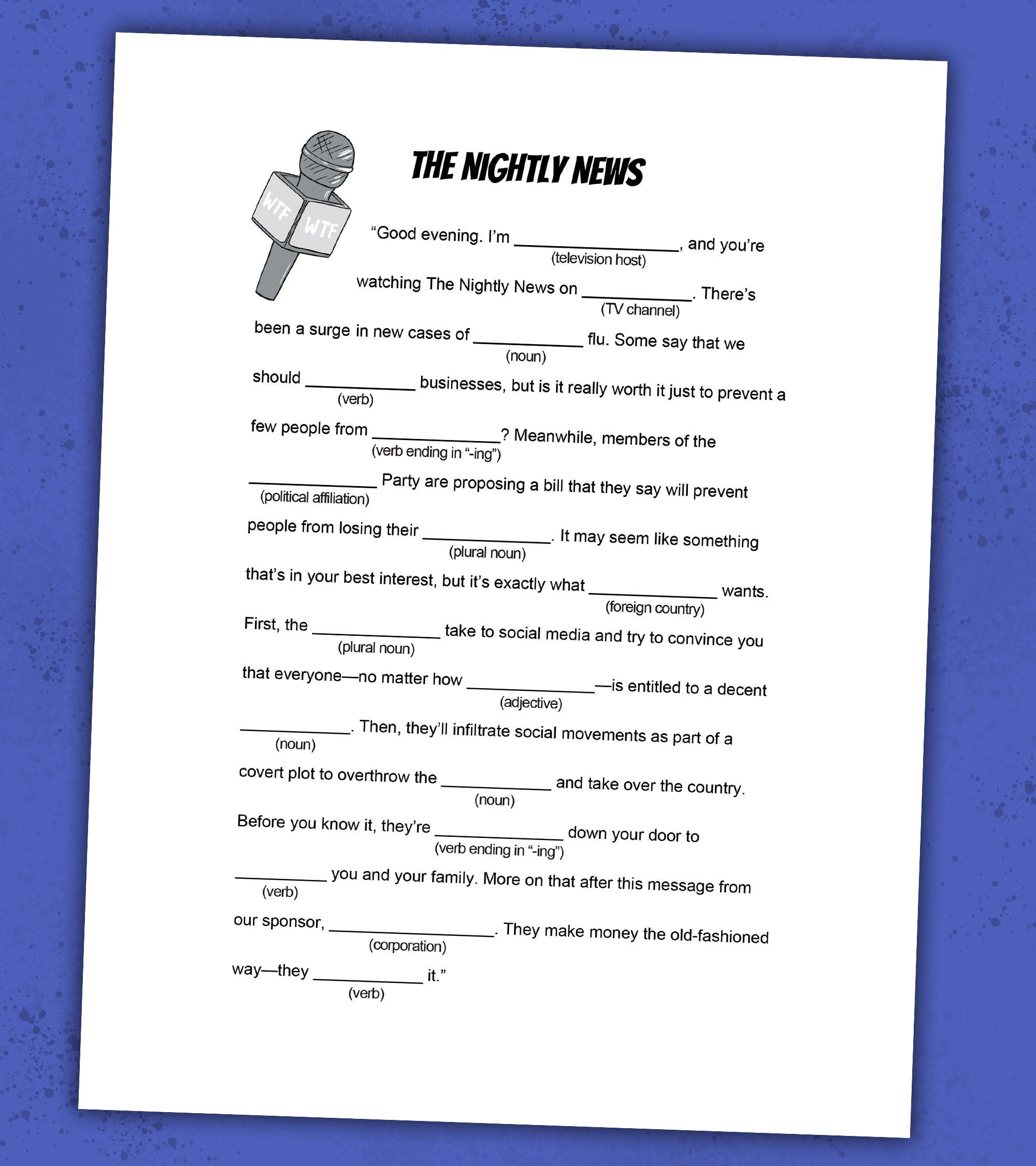 Mad Libs-style News & Politics Word Game | "the Nightly News" Digital ...