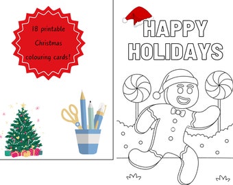 Christmas Cards to Color | Printable Christmas Card to Color | Color ...