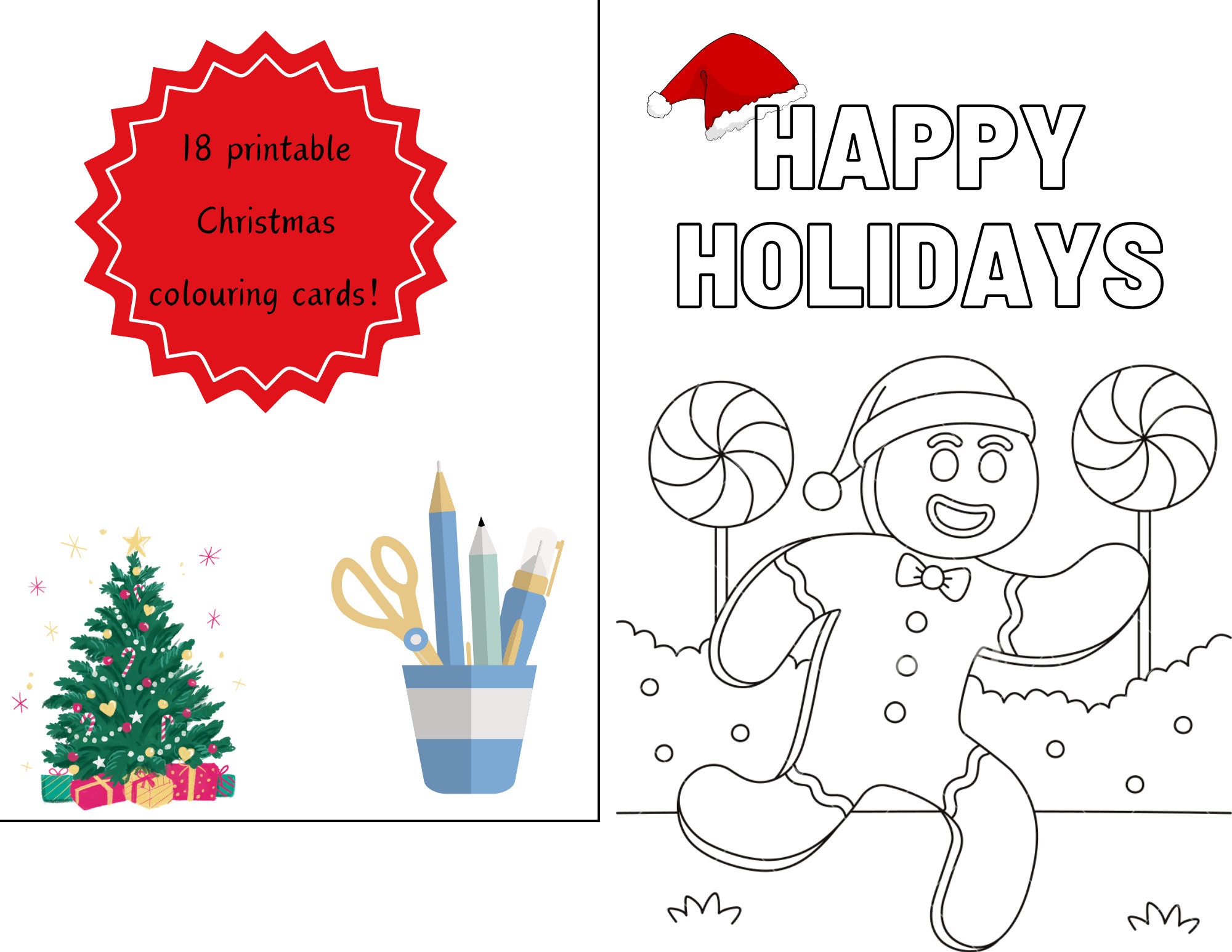 Christmas Cards to Color | Printable Christmas Card to Color | Color ...