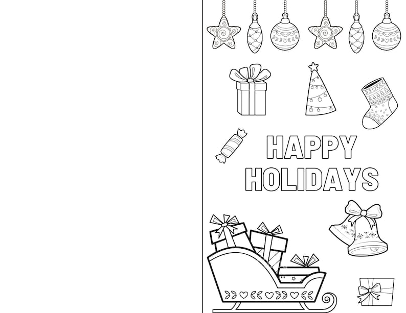 Christmas Cards to Color | Printable Christmas Card to Color | Color ...