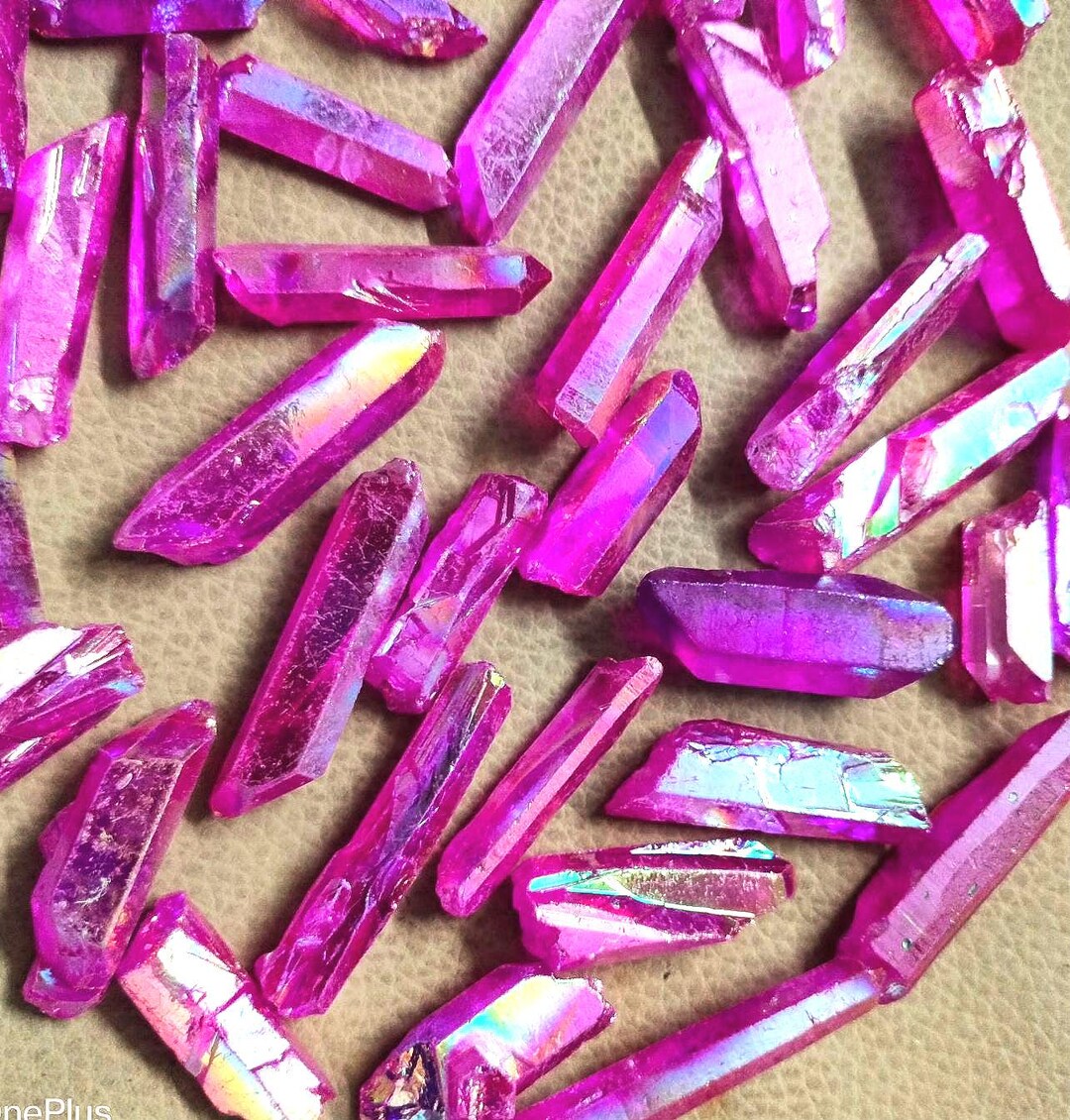 Coated Clear Quartz Pencil Points: Gemstone Cabochon Jewelry Making - Etsy