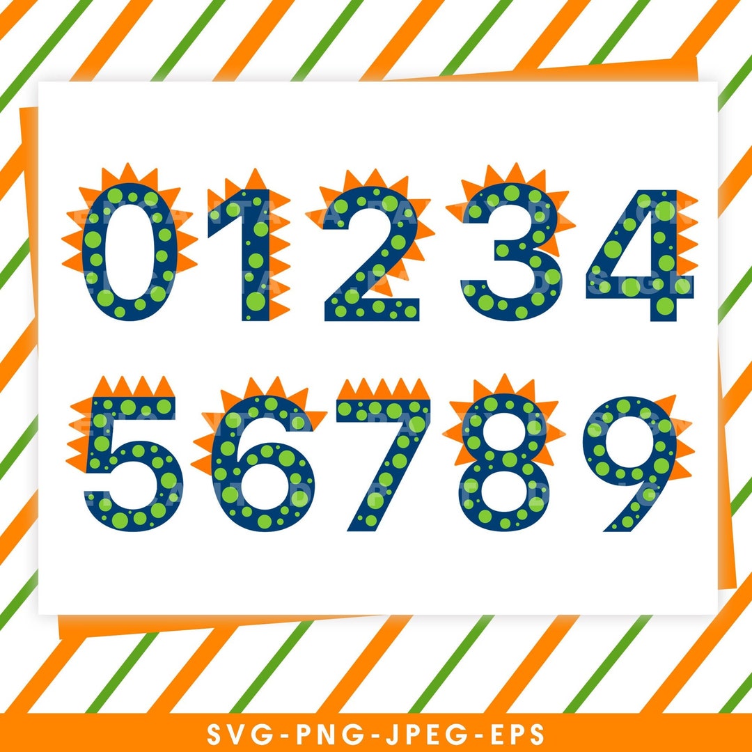 Dino Numbers SVG Numbers Clipart Dinosaur Print and Cut - Etsy