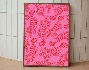 Pink Tiger Wall Art - Etsy