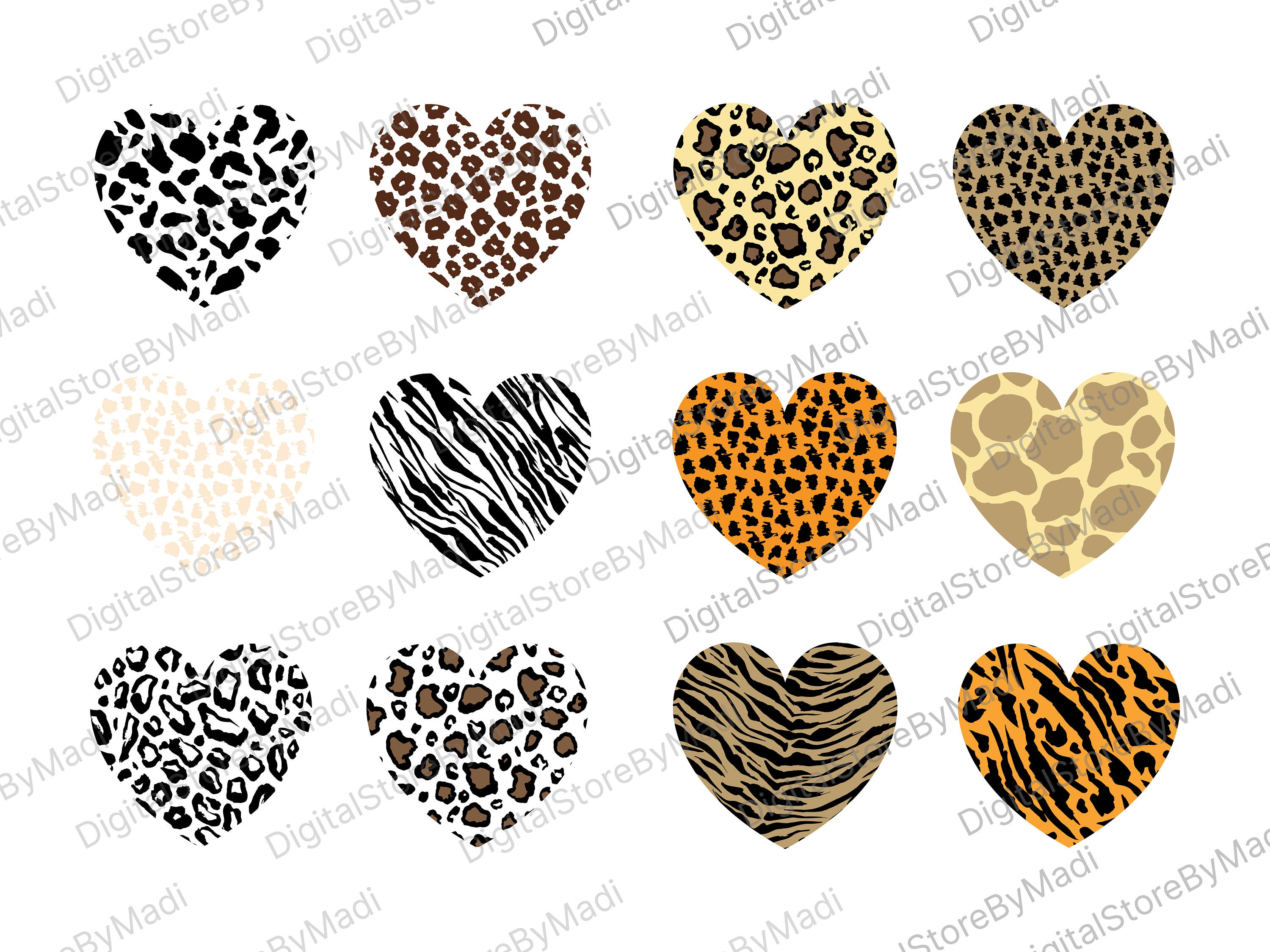 Animal Print Heart Svg Bundle Leopard Svg Leopard Print Svg | Etsy