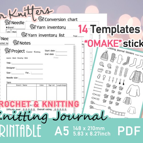 Printable Knitting Journal. DIGITAL DOWNLOAD. Use These | Etsy