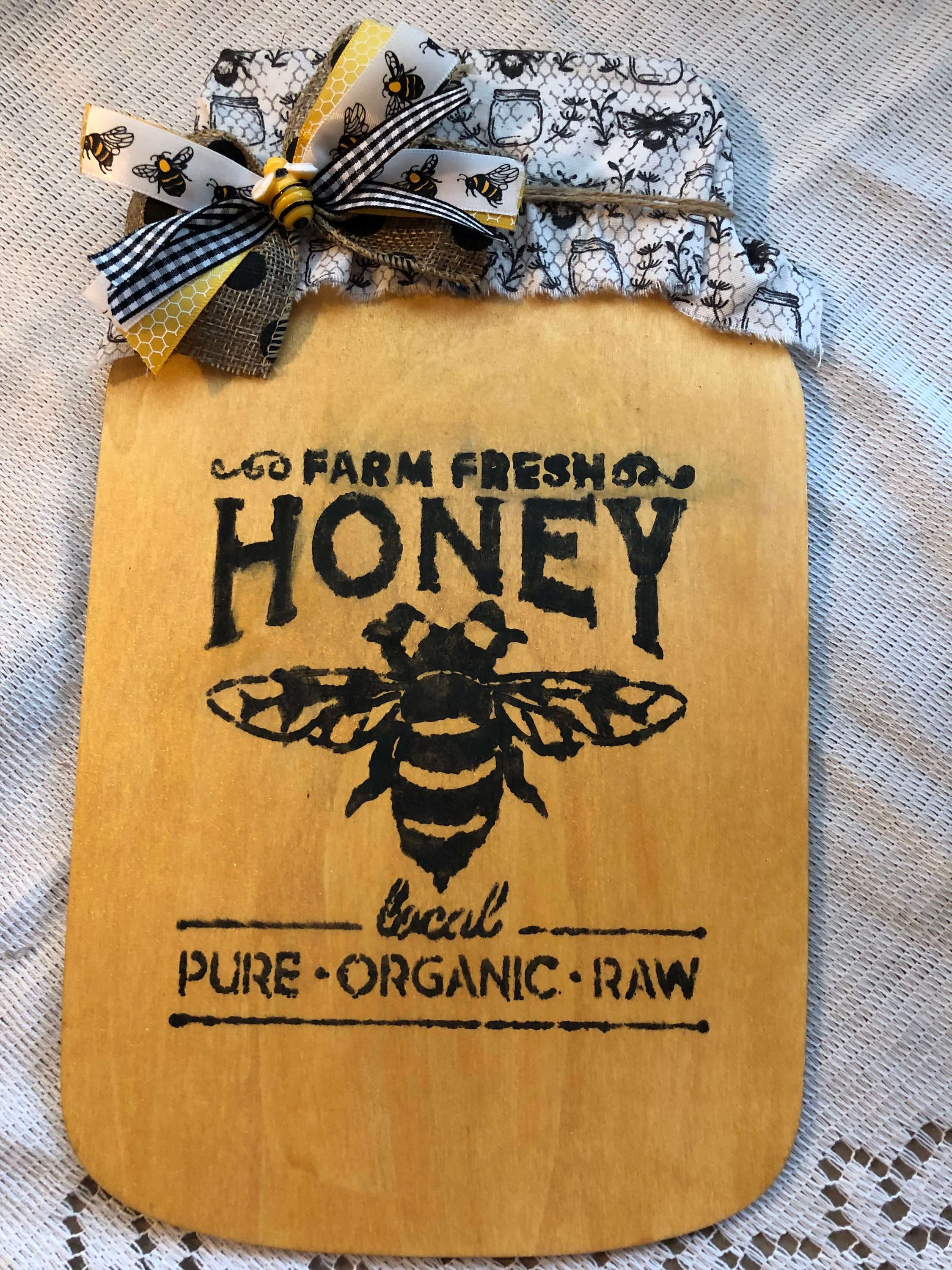 Bee / Honey Jar Themed Wooden Sign - Etsy