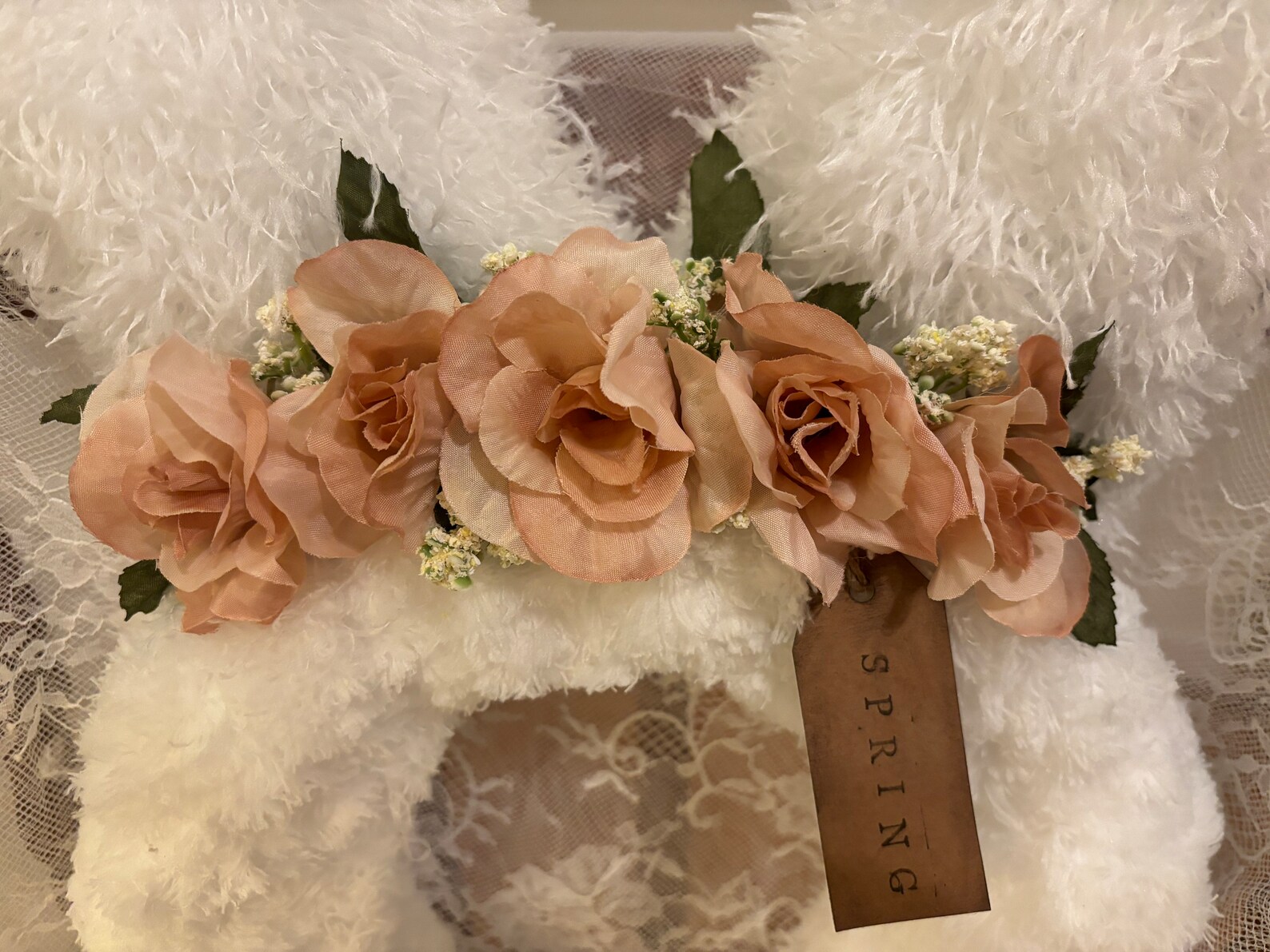 Fluffy Bunny Wreath With Flower Crown - Etsy