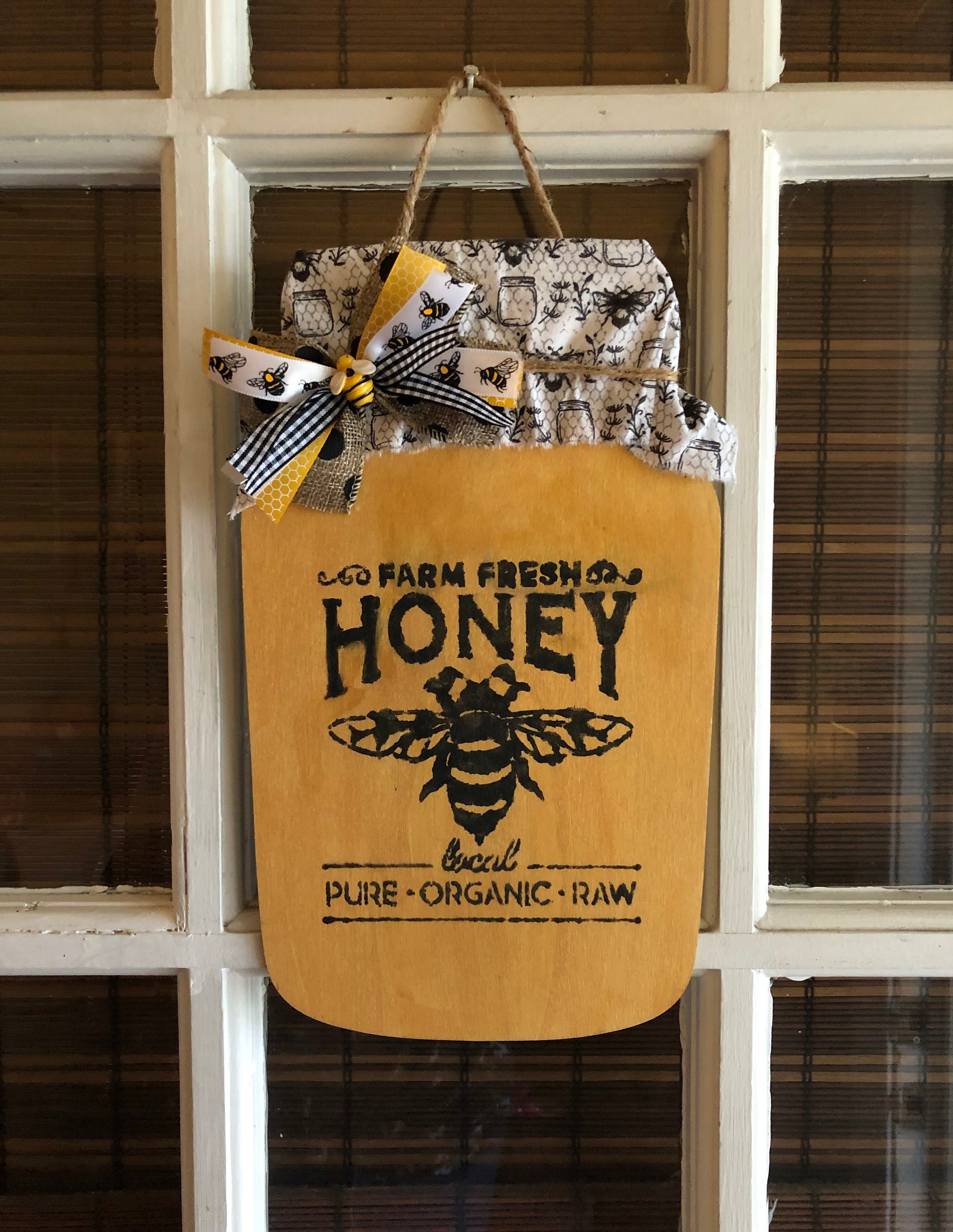 Bee / Honey Jar Themed Wooden Sign - Etsy