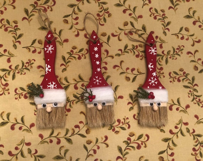 Hand-painted Santa Paintbrush Ornament - Etsy
