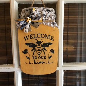 Bee / Honey Jar Themed Wooden Sign - Etsy