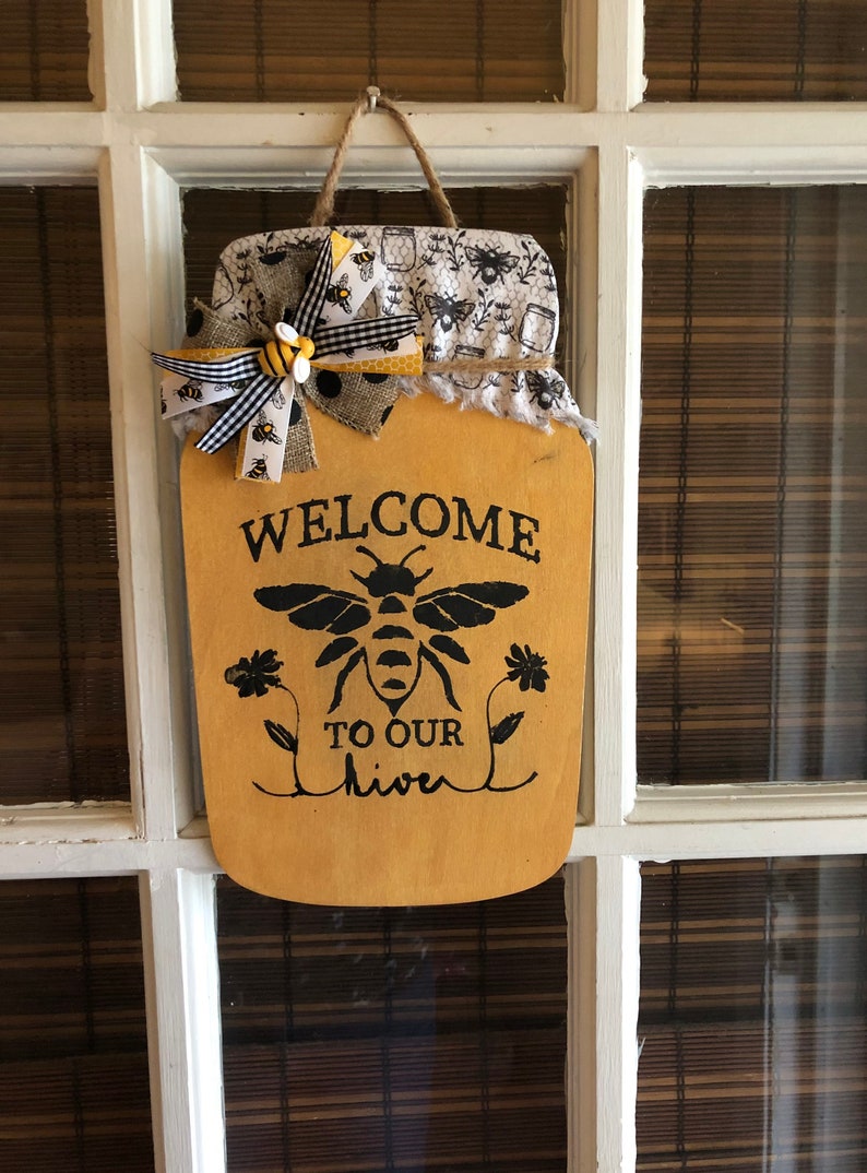 Bee / Honey Jar Themed Wooden Sign - Etsy