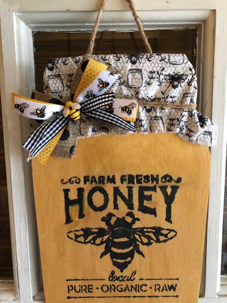 Bee / Honey Jar Themed Wooden Sign - Etsy