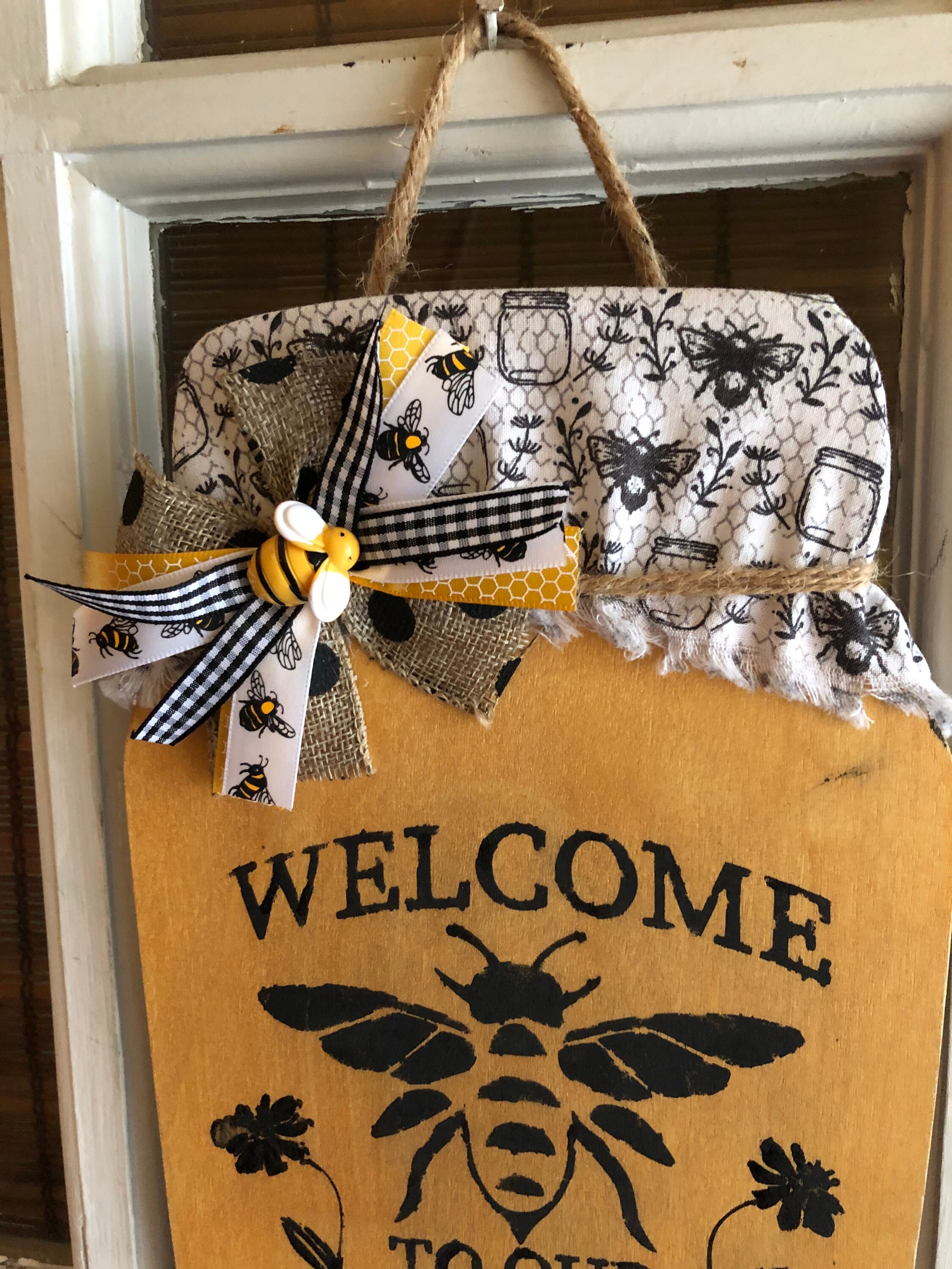 Bee / Honey Jar Themed Wooden Sign - Etsy