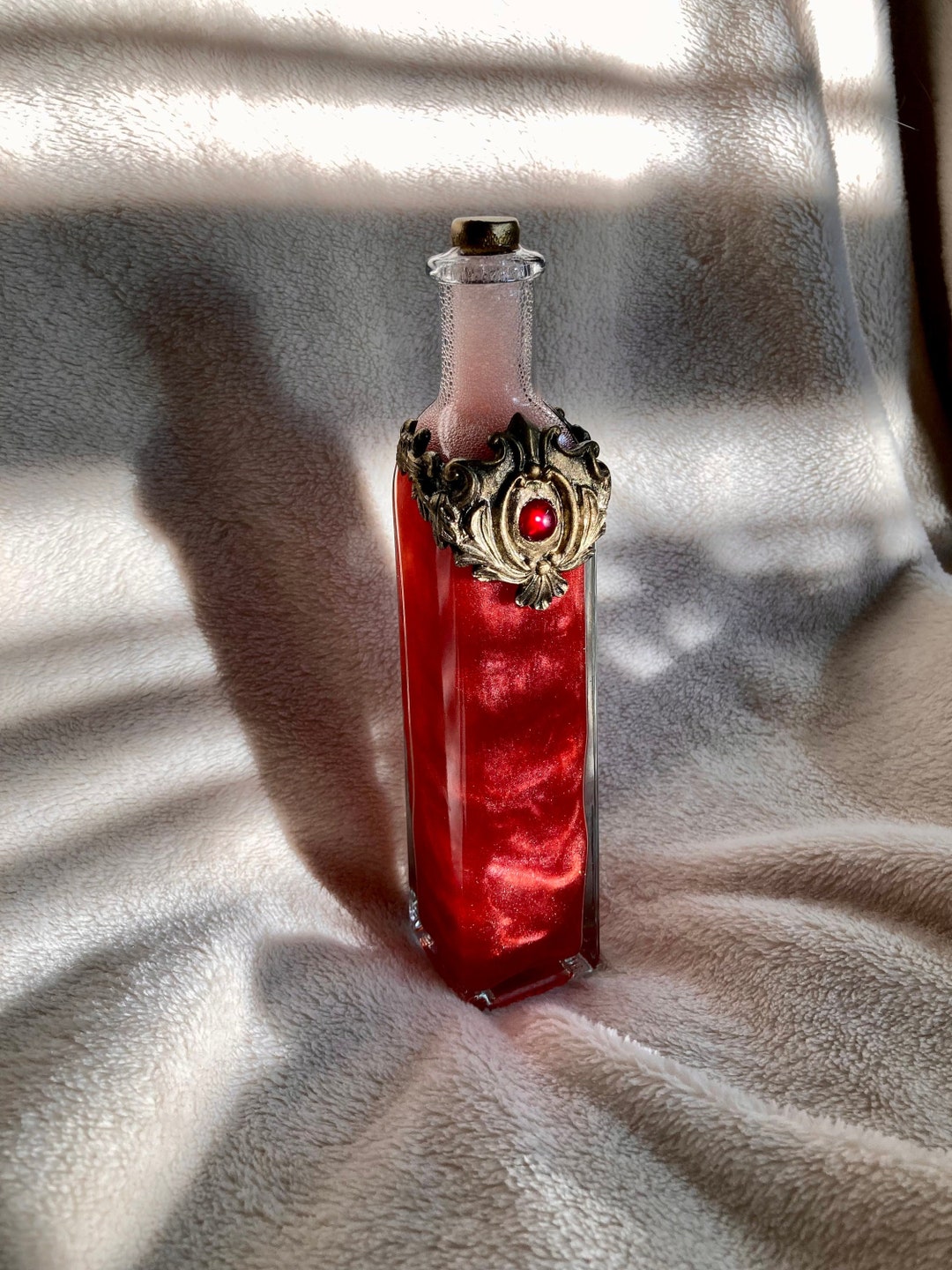 Red Jeweled Swirl Bottle - Etsy