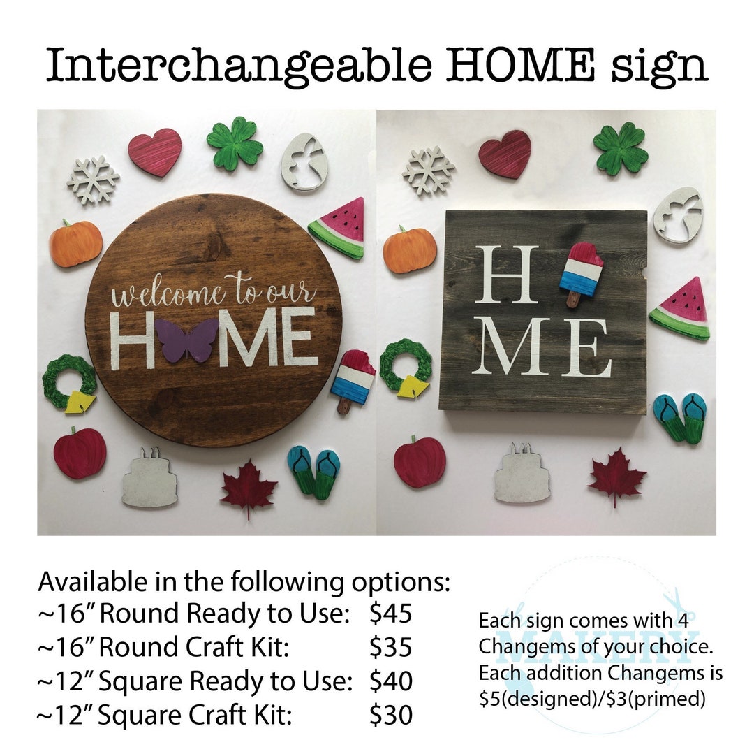 Interchangeable HOME Sign, Seasonal Decor, Changems, Doorway Welcome ...