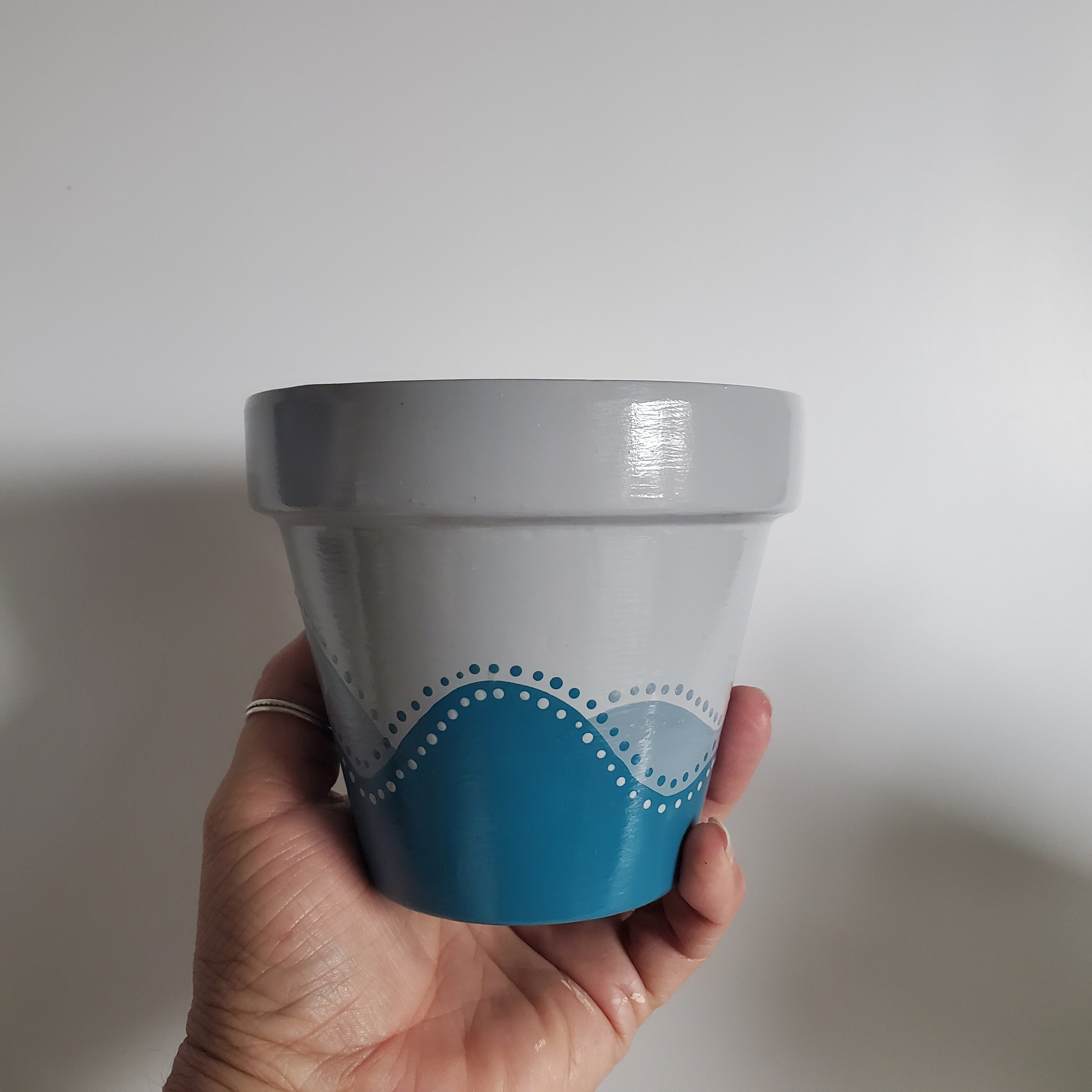 Gray and Blue Waves Planter Flower Pot 4.5 - Etsy