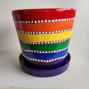 Rainbow Planter Flower Pot 8" Hand Painted - Etsy