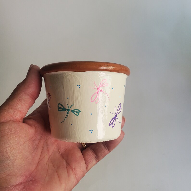 Colorful Dragonfly Planter Pot Hand Painted 3.5" Short - Etsy